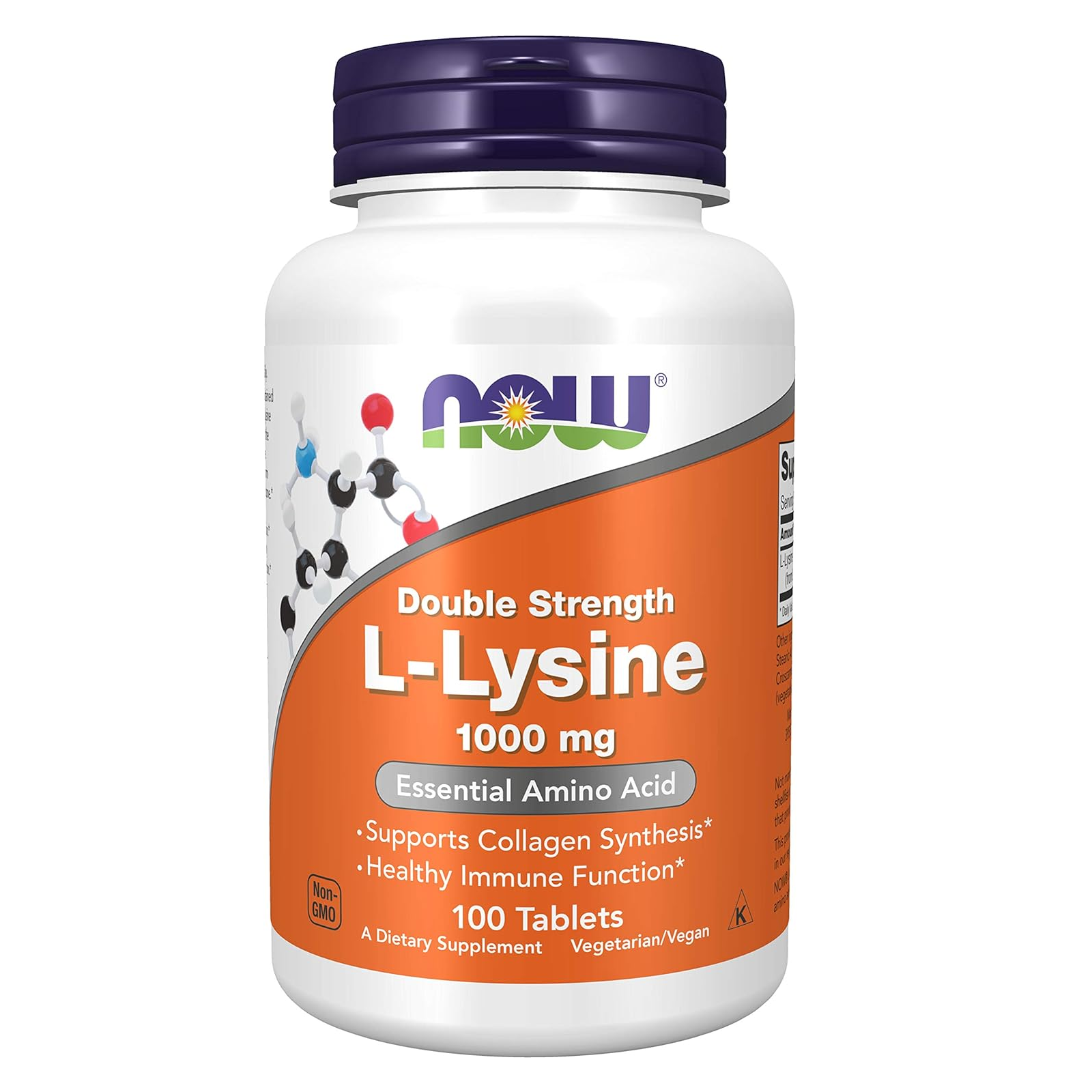 Лизин, L-лизин, 1000 мг, 100 таблеток, Now Foods, двойная концентрация, против герпеса