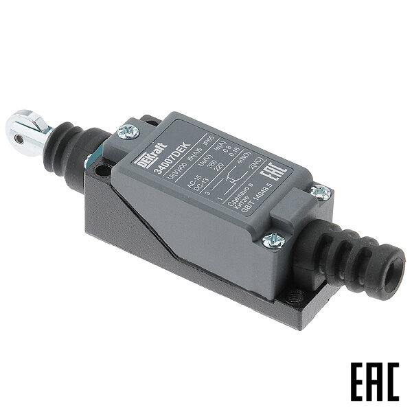 Концевой выключатель КВ-303-122 34007DEK 380В 5А + IP65 ролик вертикальный DEKraft