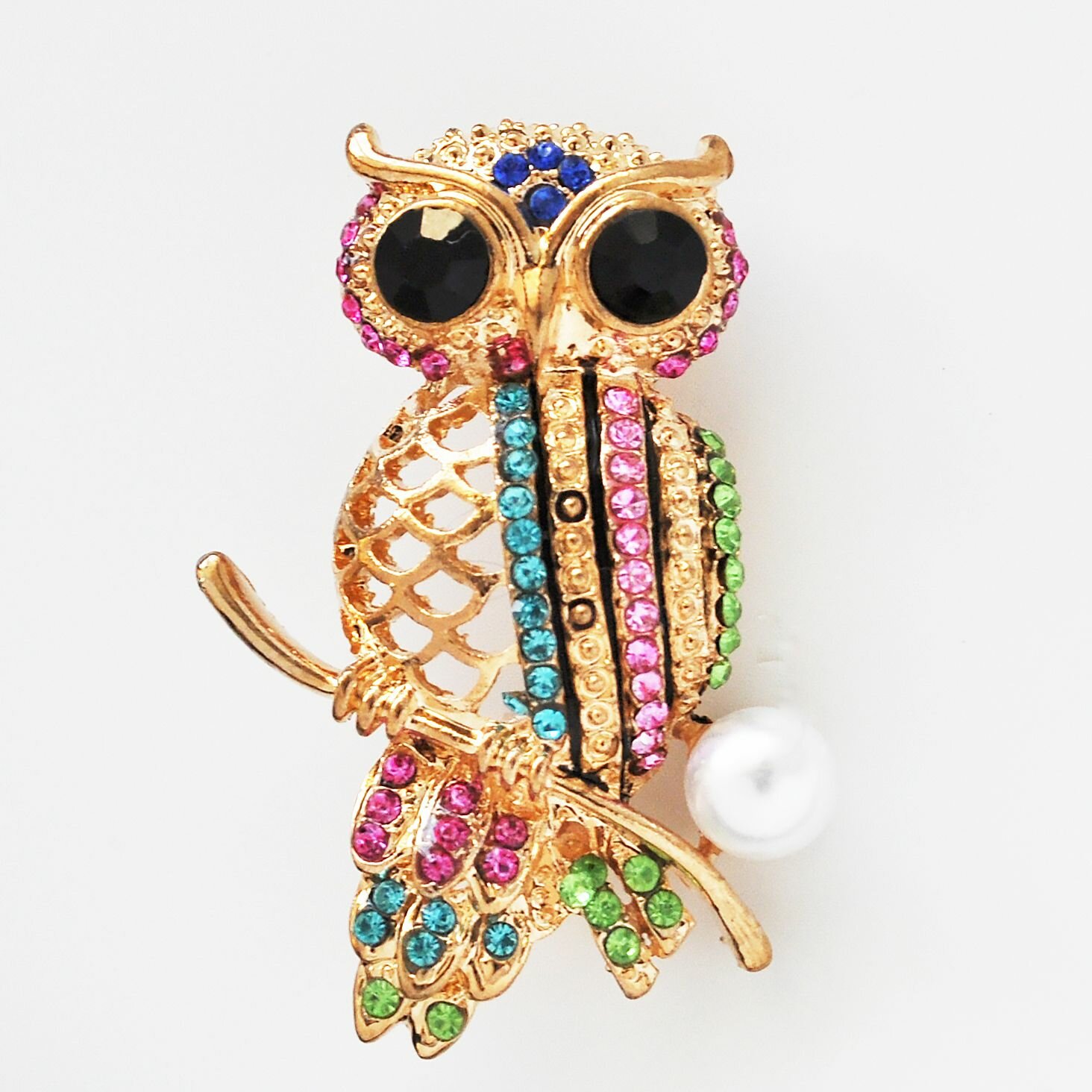 Брошь, стразы, жемчуг имитация