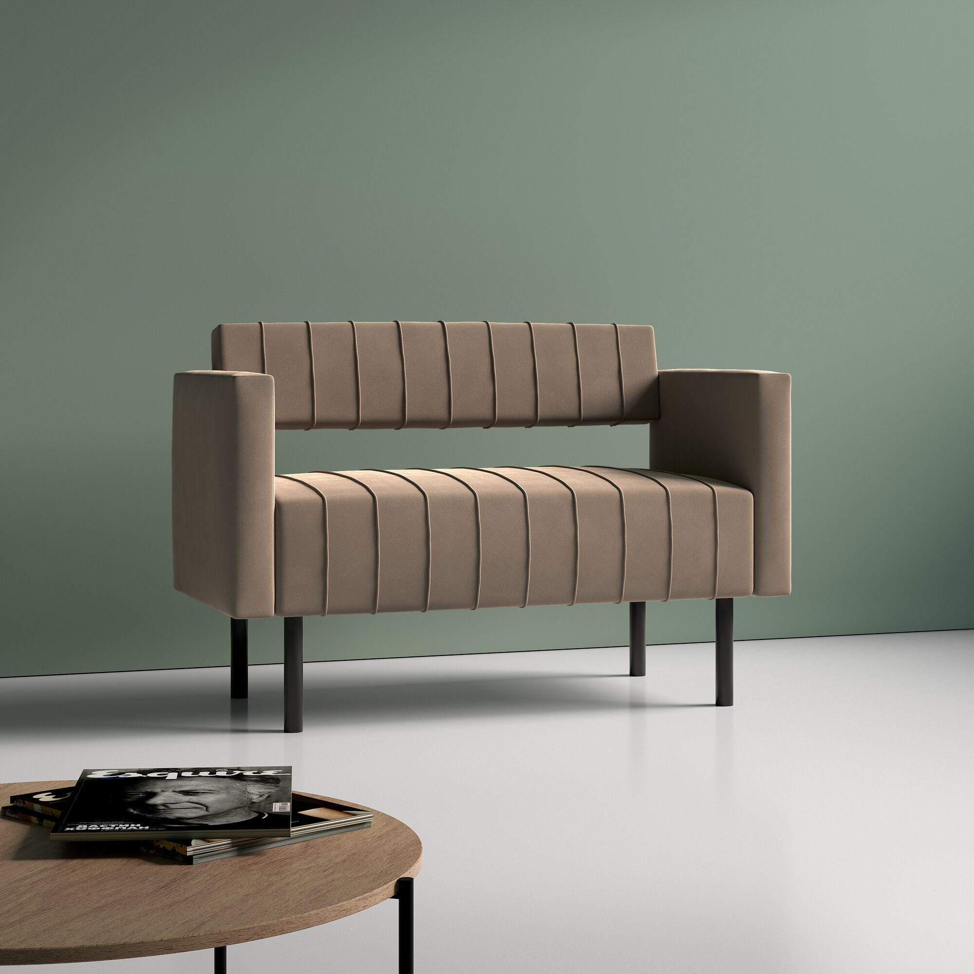 Диван RAIN, на кухню, в холл, в студию, 116 см, антивандальный велюр, коричневый