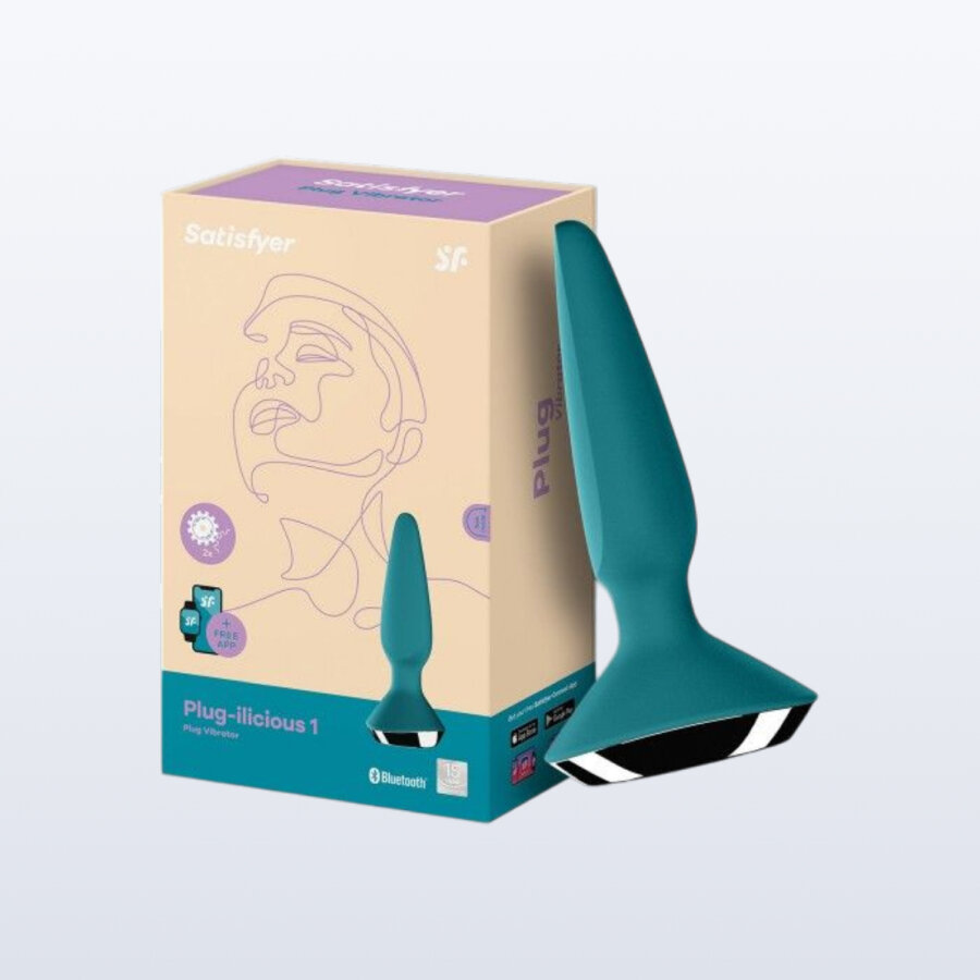 59659 Satisfyer Plug-ilicious 1, темно-бирюзовая. Анальный вибростимулятор с управлением через приложение