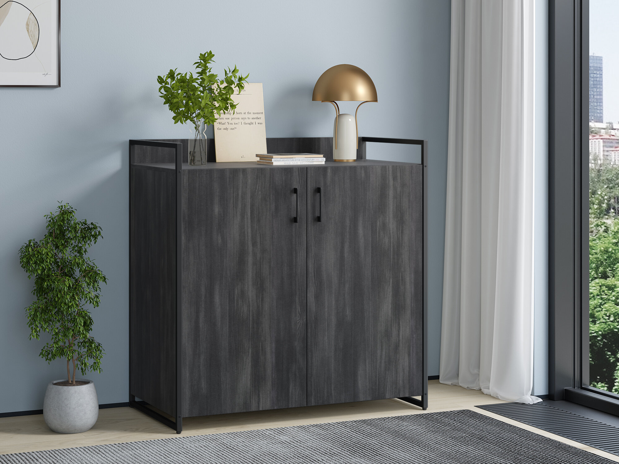 Комод Urban Лофт 02 Черный/Северное дерево темное