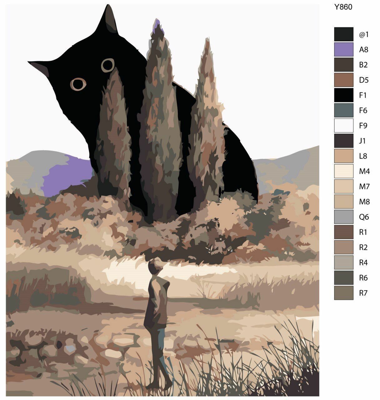 Картина по номерам Y-860 "Большой черный кот прячется" 40х50