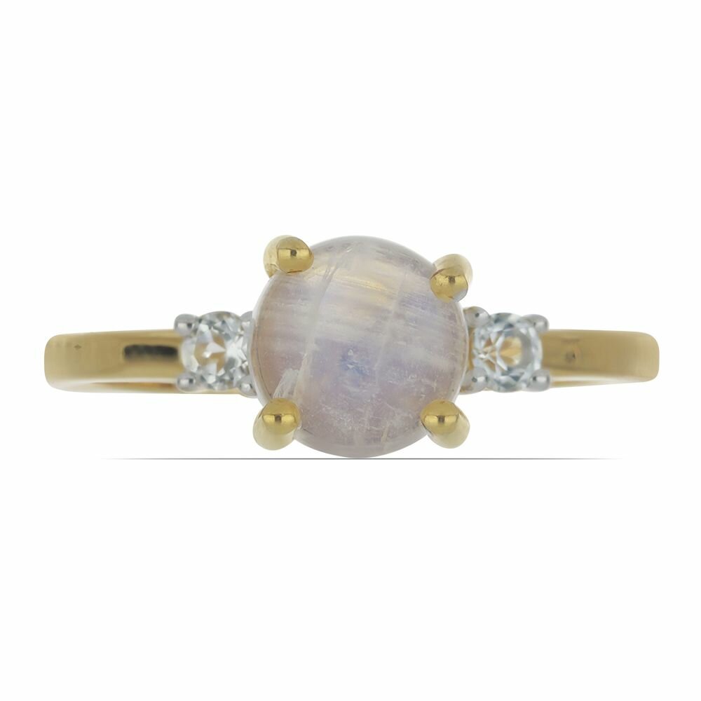 Кольцо, серебро, 925 проба, лунный камень, топаз