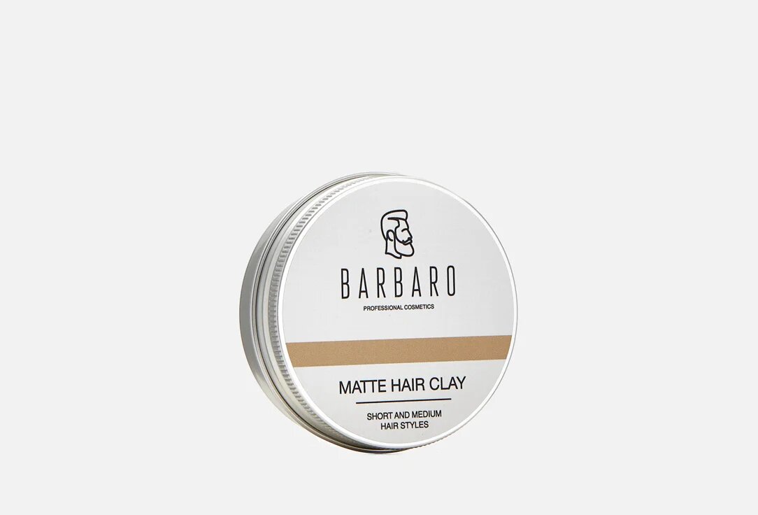Матовая глина для волос Barbaro Matte Clay, сильная фиксация, текстурирующий эффект, 60 г