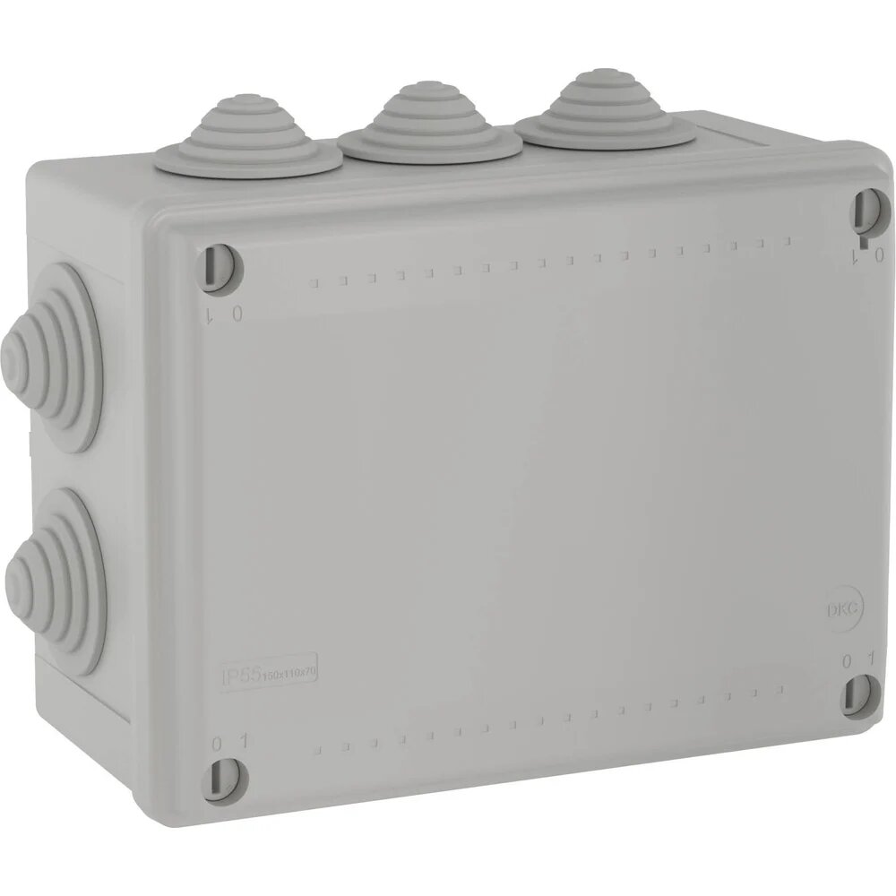 Коробка ответвительная DKC с 10 кабельными вводами д.25мм, IP55, 150х110х70мм 1 ШТ 54000DIY, 25 мм, пластиковый корпус