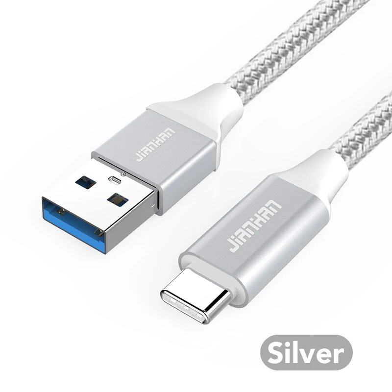 JianHan USB Type-C кабель, 2 м, Silver