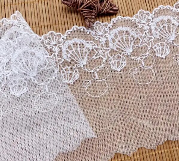 Ширина: 13,9 см (5,56 дюйма) Водорастворимая кружевная бейка со звездами цвета слоновой кости белого цвета для рукоделия/свадебного платья, украшения для шитья (ss-2343)