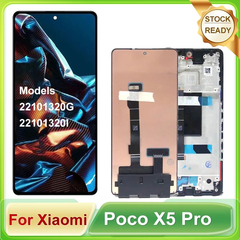 6,67 "AMOLED-дисплей для Xiaomi Poco X5 Pro, ЖК-дисплей с цифровым преобразователем сенсорного экрана в сборе для 22101320G, 22101320I, запасные части Black With Frame