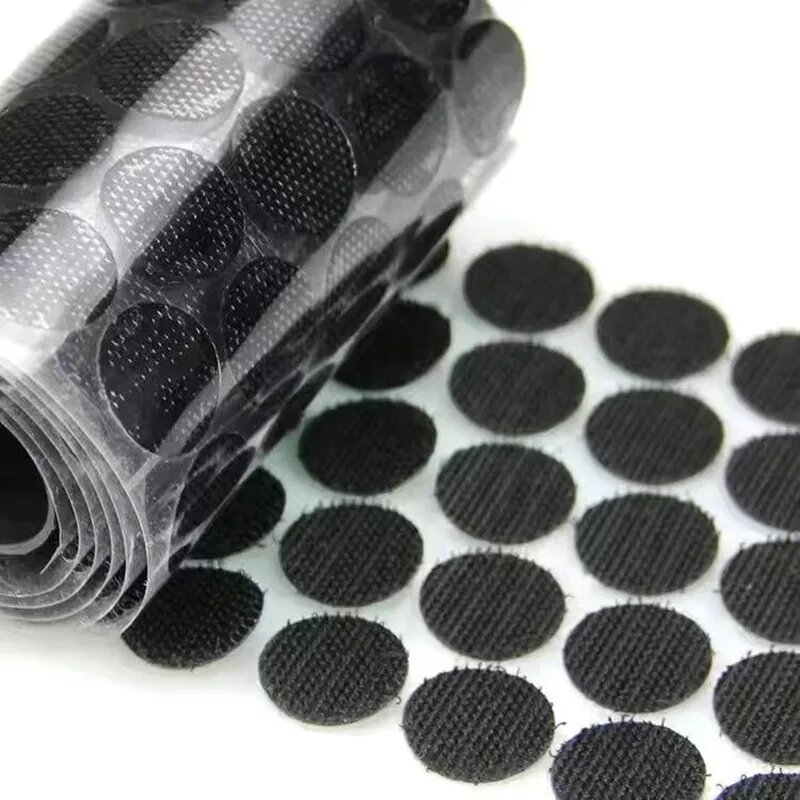 Липучки самоклеящиеся прозрачные 100 пар Черный, 20mm 50pair, black