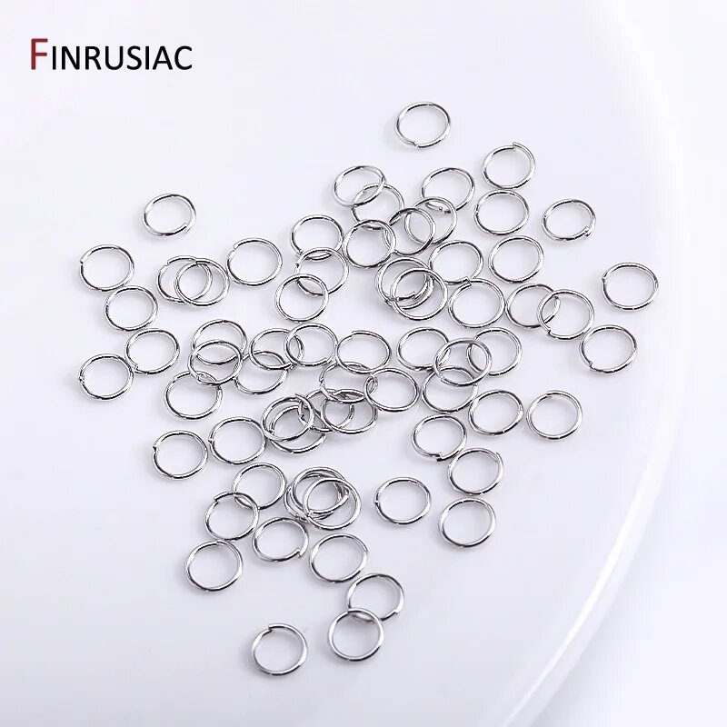 FINRUSIAC Позолоченные латунные соединительные кольца для рукоделия 200 шт 0.9mmx8mm-50pcs, rhodium plated