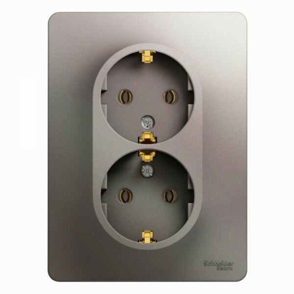 3 шт. Systeme Electric Glossa Платина, Розетка 2-ая с заземлением, GSL001224
