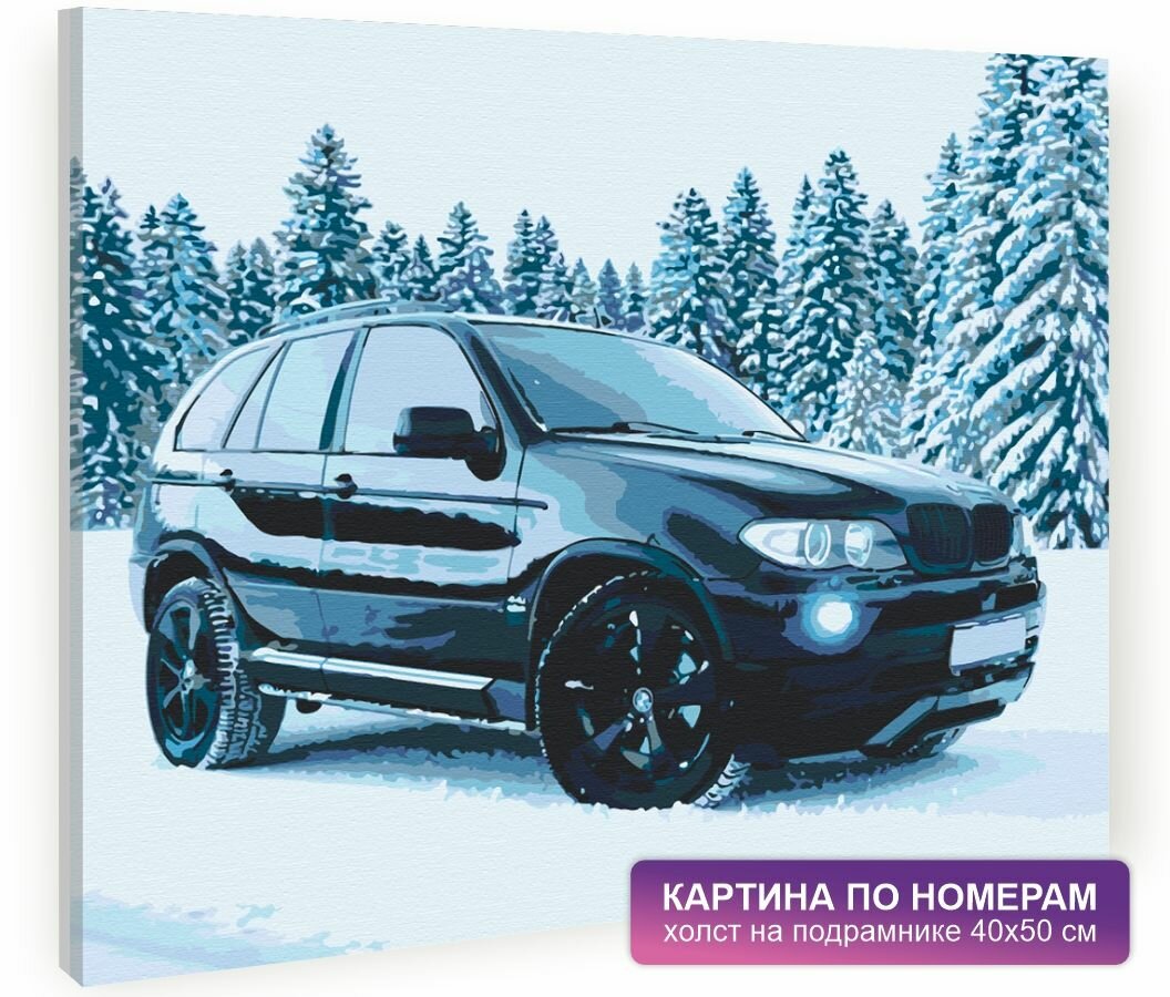 Картина по номерам на холсте с подрамником 40х50 см. Автомобиль, машина. "БМВ BMW X5", арт. 5559/