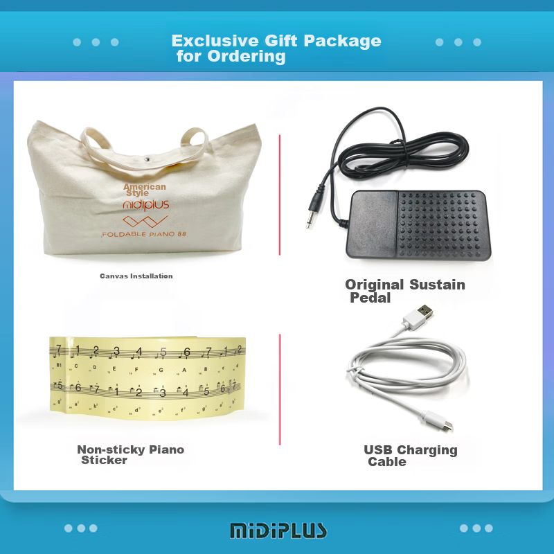 MIDIPLUS 88-Key Folding Piano, Portable Electronic Keyboard, Dorm Room Toy Piano, Children's Keyboard, Qixi Festival Gift