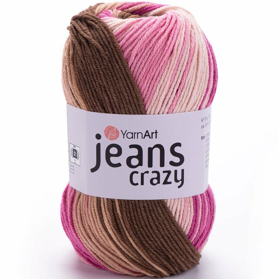 Пряжа Yarnart JEANS CRAZY 8219 св. кор/фукс/астра (5 мотков)