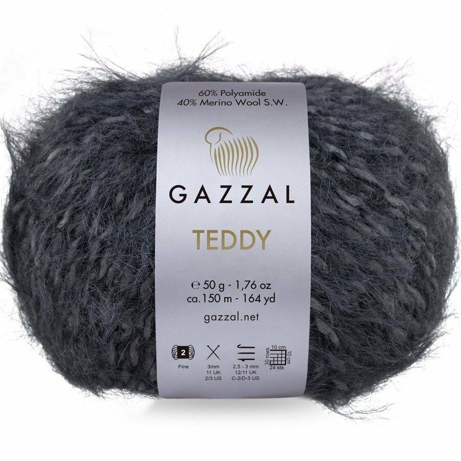 Пряжа Gazzal TEDDY 6537 т. серый (5 мотков)