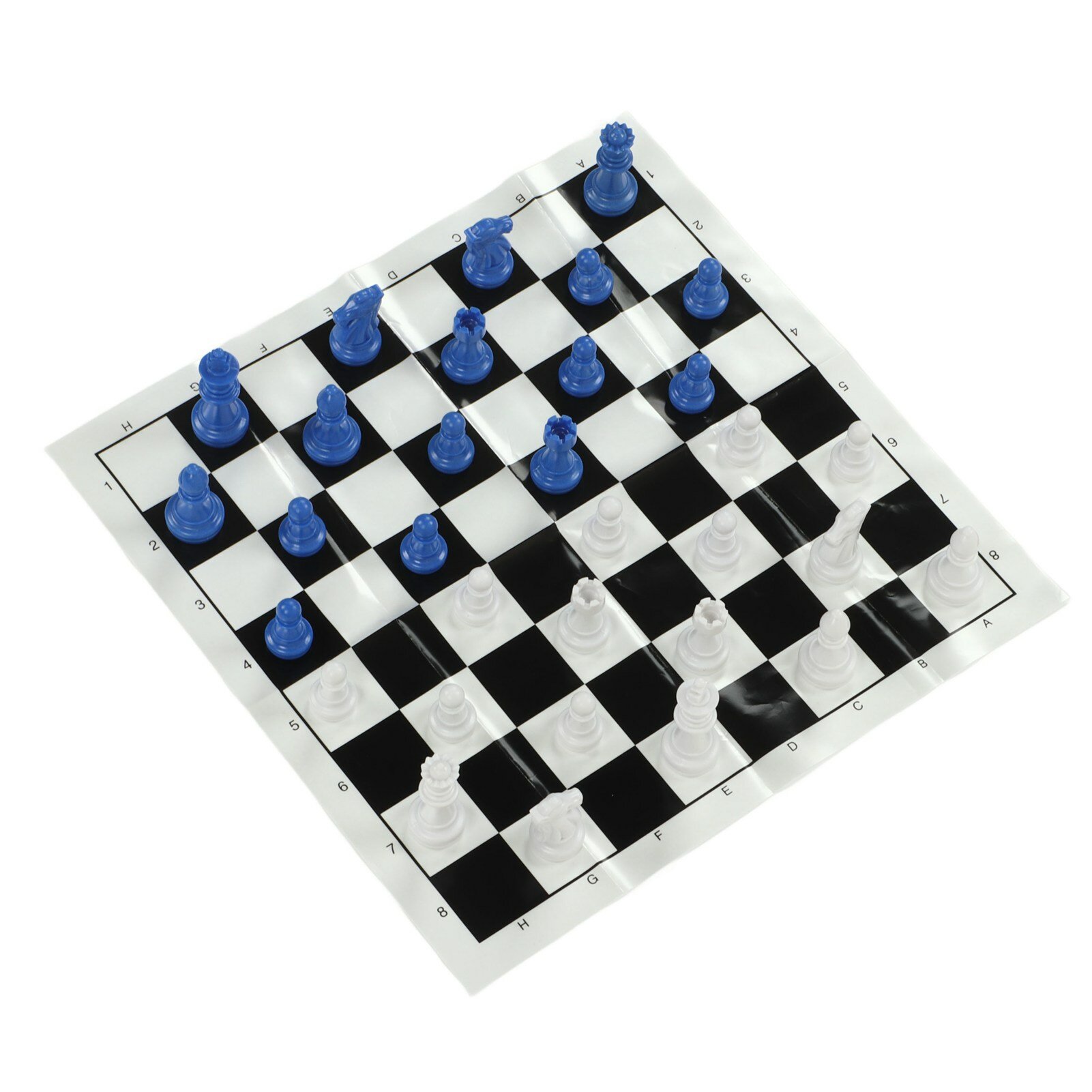 Международный набор пластиковых шахмат с пластиковой пленкой 25 см. Шахматная доска PS. Международные шахматы для взрослых, детей, синий и белый.