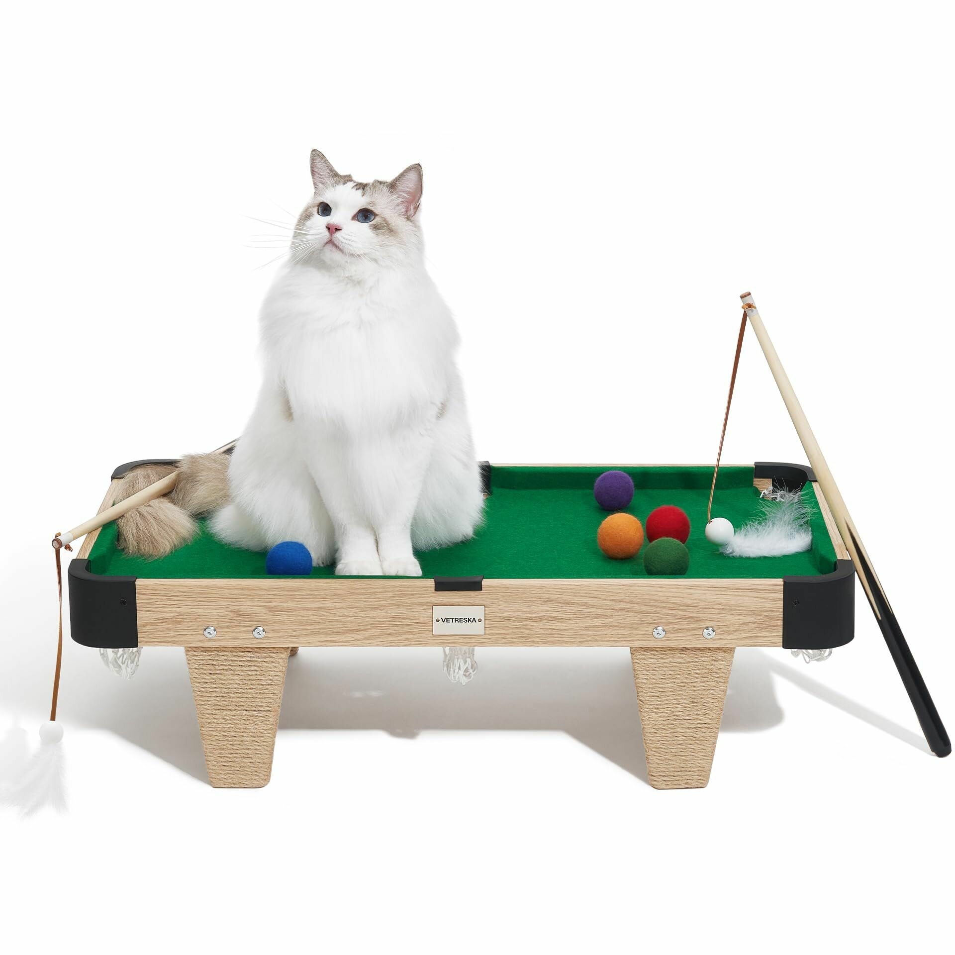 Игрушка для кошек интерактивная,4 в 1, Форма мини-бильярда, когтеточка Забавная кошачья палочка,72*44*8cm