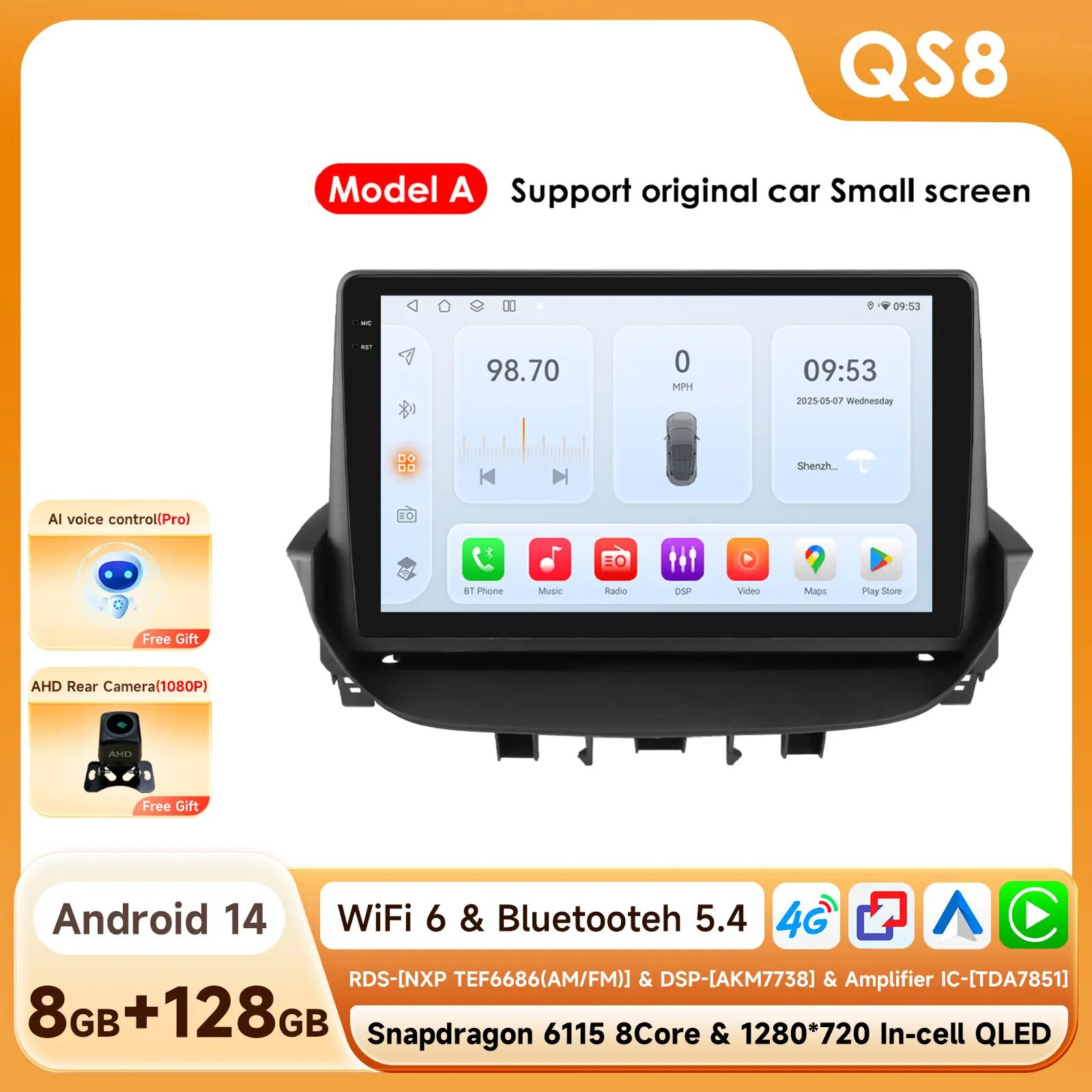 6115 Carplay Android 14 авторадио для Renault Laguna 2 2001-2007 автомобильный мультимедийный плеер GPS 360 камера стерео от Snapdragon 8 ядер QS8 A AHD2 AI