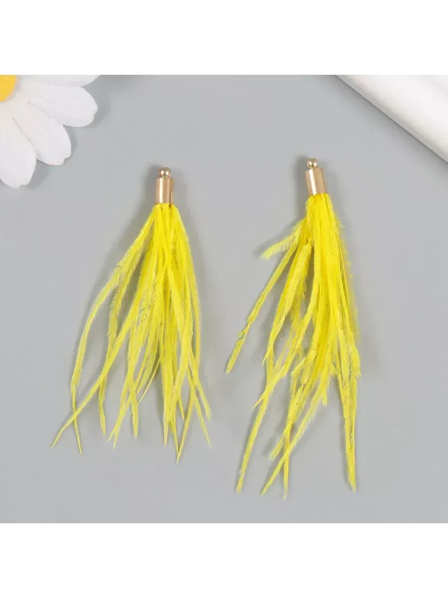 Декор для творчества перо "Кисть Страус" 2 шт 9х0,5 см