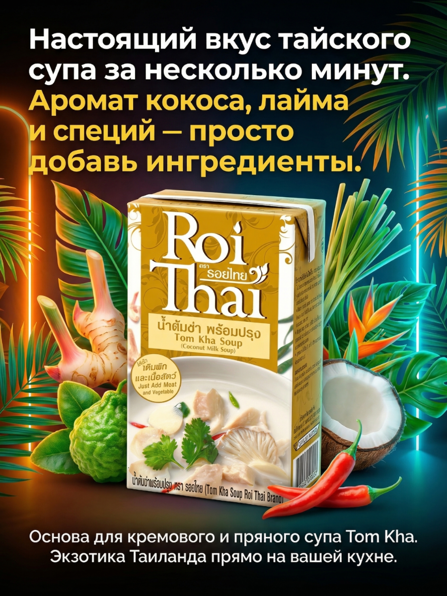 Основа для тайского супа Том Кха, Roi Thai, Таиланд, 250 мл 1 шт