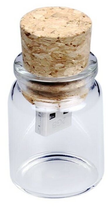 Флешка бутылка с пробкой (64 Гб / GB USB 2.0 Светлое дерево/Light wood Bottle необычная)