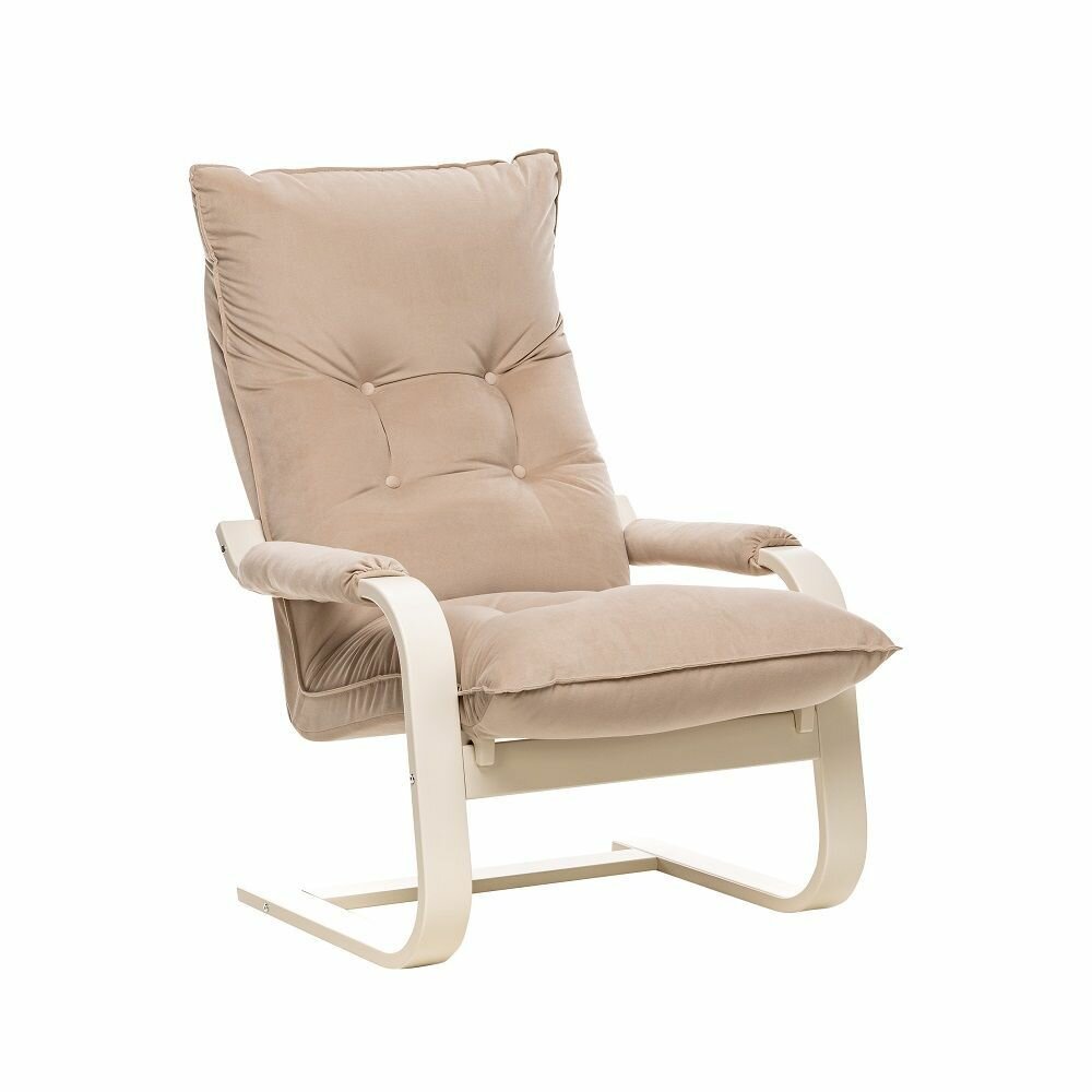 Кресло трансформер для отдыха Оливер, Кресло качалка с пружинящим эффектом, Слоновая кость, велюр V 18