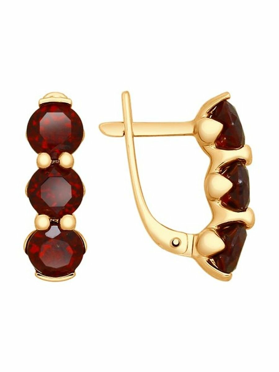 Серьги, красное золото, 375 проба, гранат