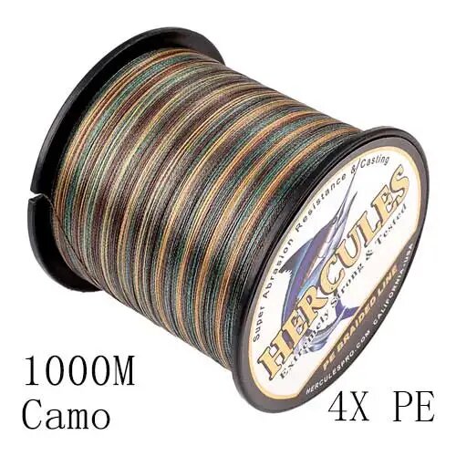 Леска Hercules 4 нити плетеная 1000 м камуфляж 0.10mm-8LB, Camo