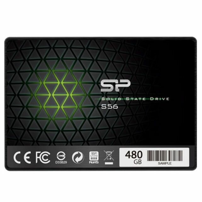 480 ГБ SSD 2.5" накопитель Silicon Power S56 (SP480GBSS3S56A25) - SATA3 6.0 Гбит/с, чтение - 500 Мбайт/с, запись - 450 Мбайт/с, 3D NAND