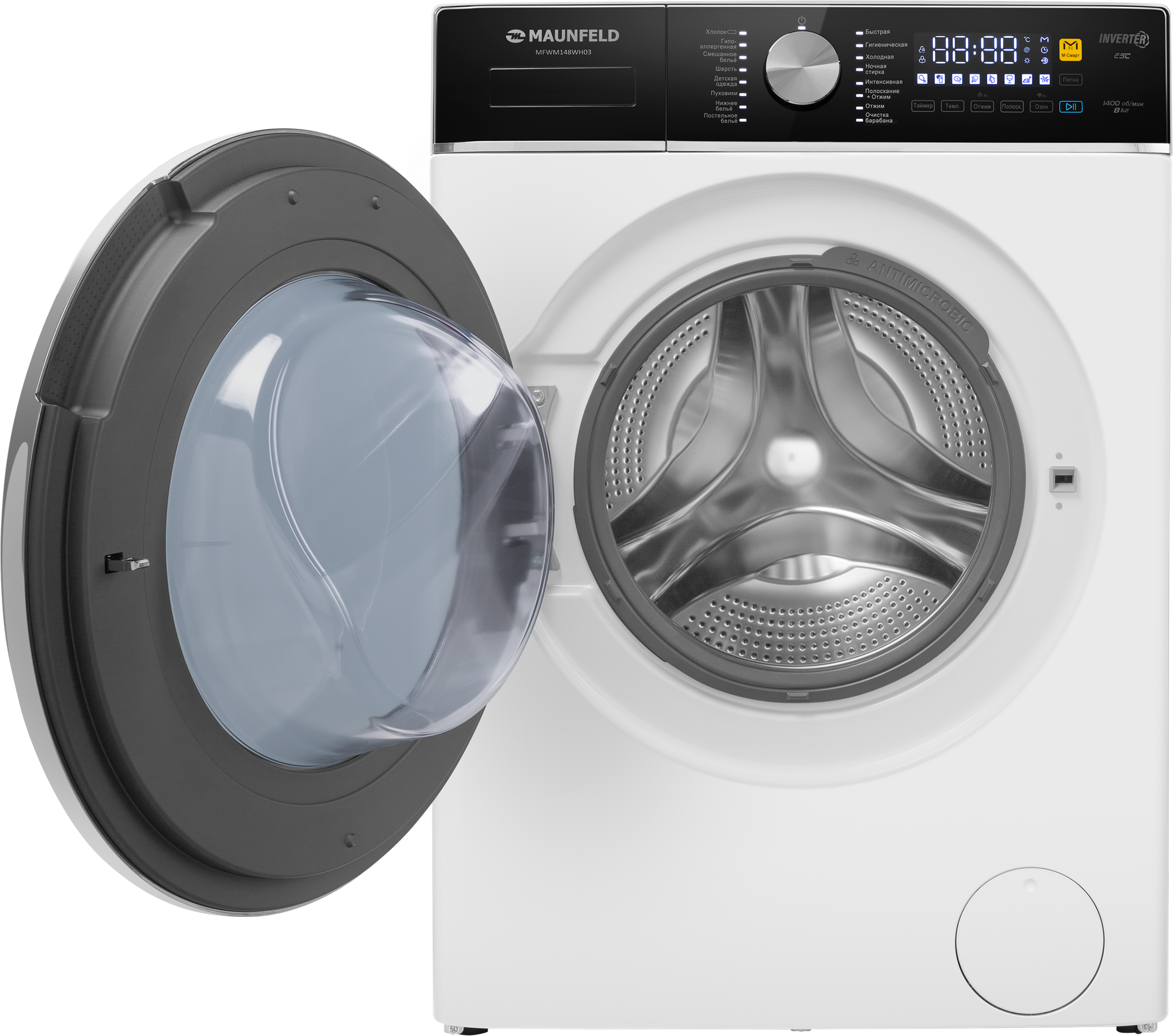 Стиральная машина Maunfeld (MFWM148WH03) белый, загрузка 8 кг, защита от детей
