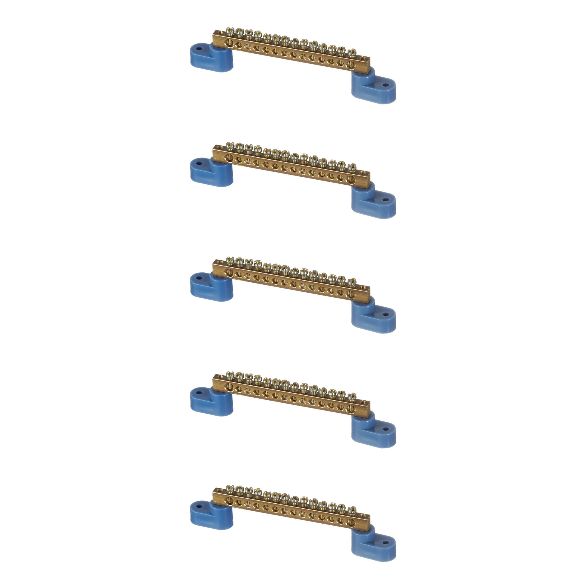 Шина нулевая на 2-х угловых изоляторах 6х9 мм 14 отверстий синяя (5 шт.)
