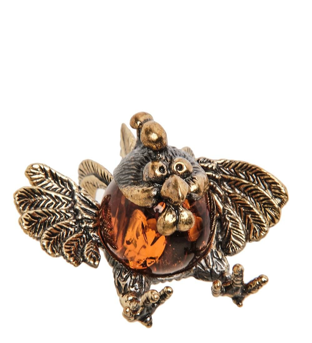 Фигурка Петух Петя (латунь, янтарь) A2091661 Народные промыслы, бронзовый