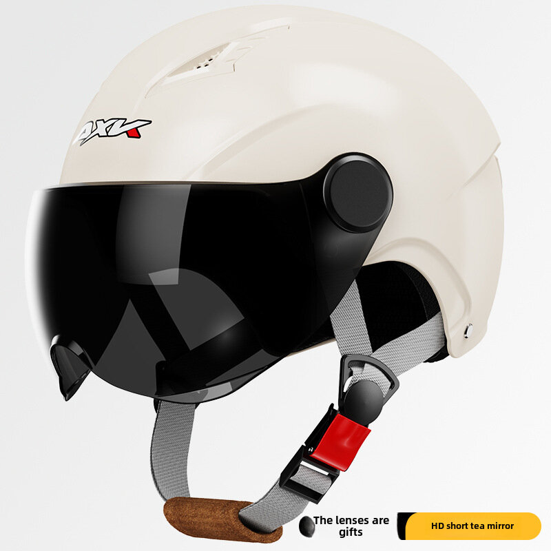 Шлем "Four Seasons" для электровелосипеда, с аккумулятором, ABS, молочно-белый