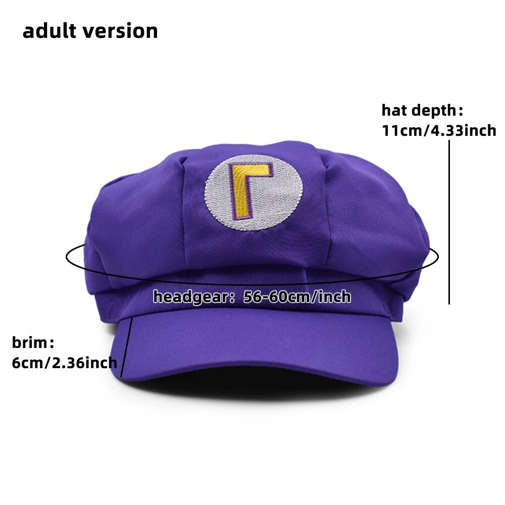 Baseball cap Luigi Bros аниме стиль Фиолетовый, Adult version purple