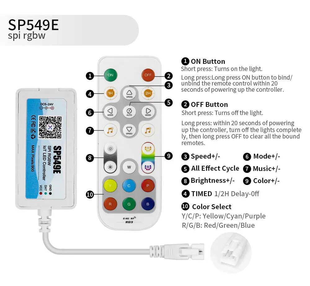 LOAMLIN RGB Контроллер WS2812 SK6812 Bluetooth Wi-Fi SP549E