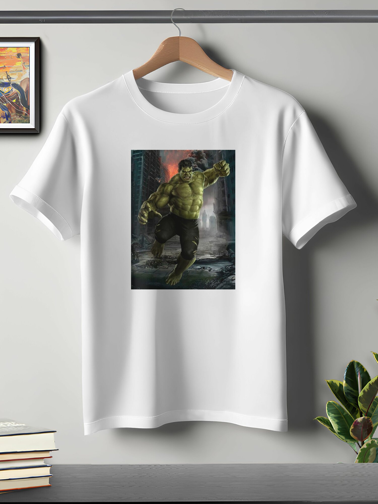 Футболка ONEQ унисекс 48-50 (L) размер с принтом Халк, белая