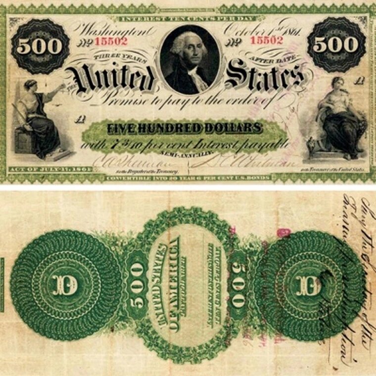 США 500 долларов 1861 года, сувенирная копия, банкноты и купюры редкие коллекционные