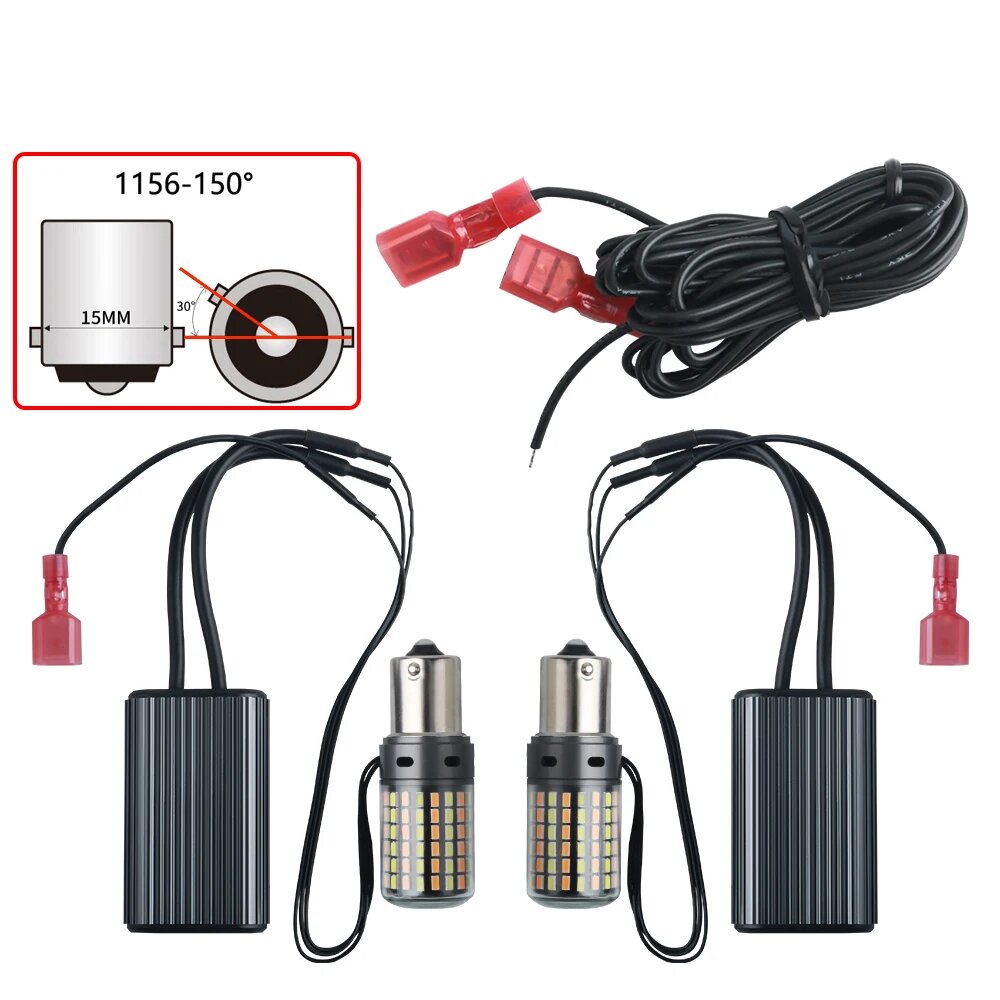 2 шт. 1156 BA15S P21W BAU15S PY21w 3156 T20 7440 W21W Canbus светодиодные лампочки 3014 120SMD без ошибок, двухцветный поворотный сигнал, без вспышки 1156 BAU15S PY21w