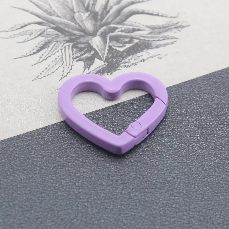 Кольца-застежки сердечки сиреневые 22X21mm 5шт