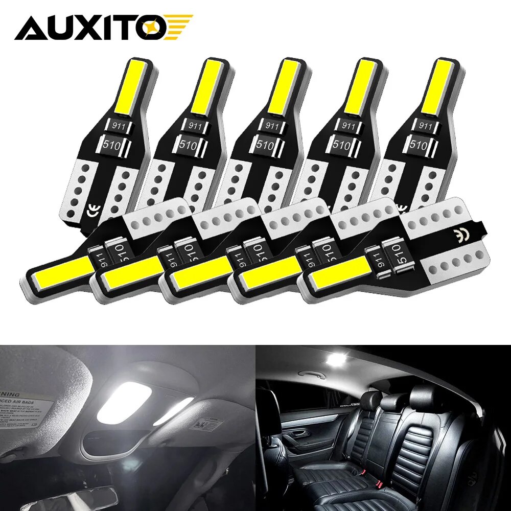 Светодиодная лампа AUXITO T10 W5W 194 для салона автомобиля, 10 шт.