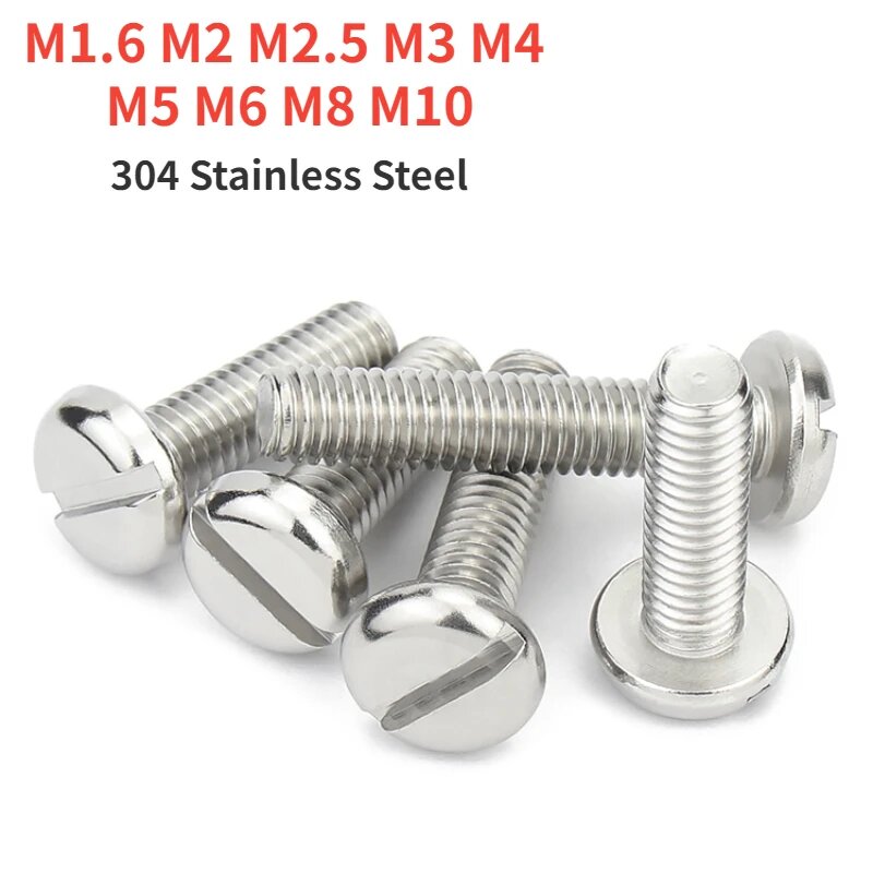 Высокое качество M1.6 M2 M2.5 M3 M4 M5 M6 M8 M10 304 A2 Нержавеющая сталь GB67 Винт с круглой головкой и шлицем Длина болта = 3-60 мм