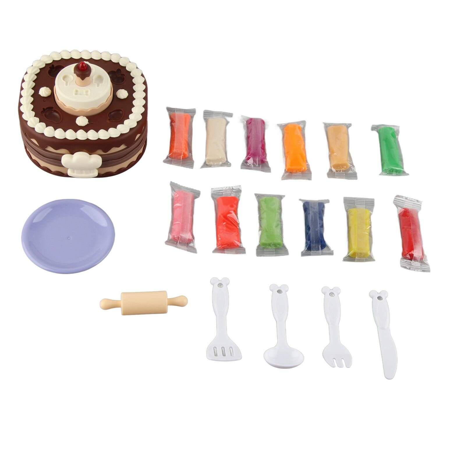 Игровой набор Color Dough Toys Birthday Cake с формами Dough Kitchen Creations для детей, натуральный аромат пшеничного теста