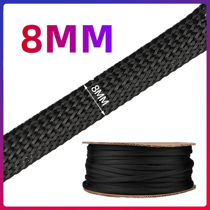 Черная изолированная спиральная оплетка из ПЭТ YQSiNYUE 8MM, 5 Meters