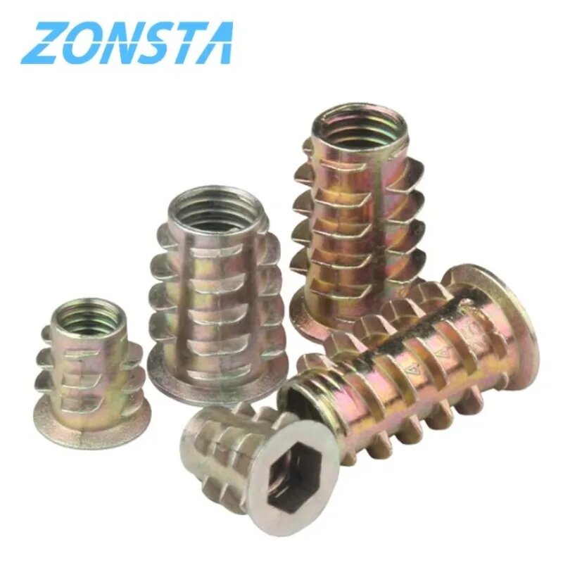 Мебельные гайки ZONSANTA из цинкового сплава M4 M5 M6 M8 M10 M8x18mm x10pcs