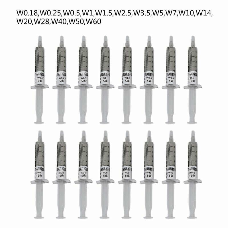 16x W0.18-W60 Алмазные полировальные пасты для притирки, шприцы растворимости в воде/масле металлических ювелирных изделий, стекла