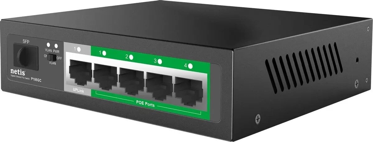 Коммутатор 6PORT 10/100/1000 4POE+2XGE P106GC NETIS