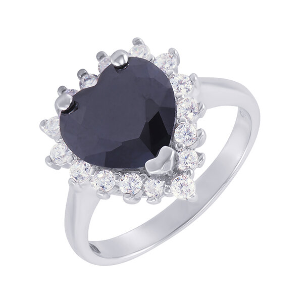 Перстень, серебро, 925 проба, родирование, циркон