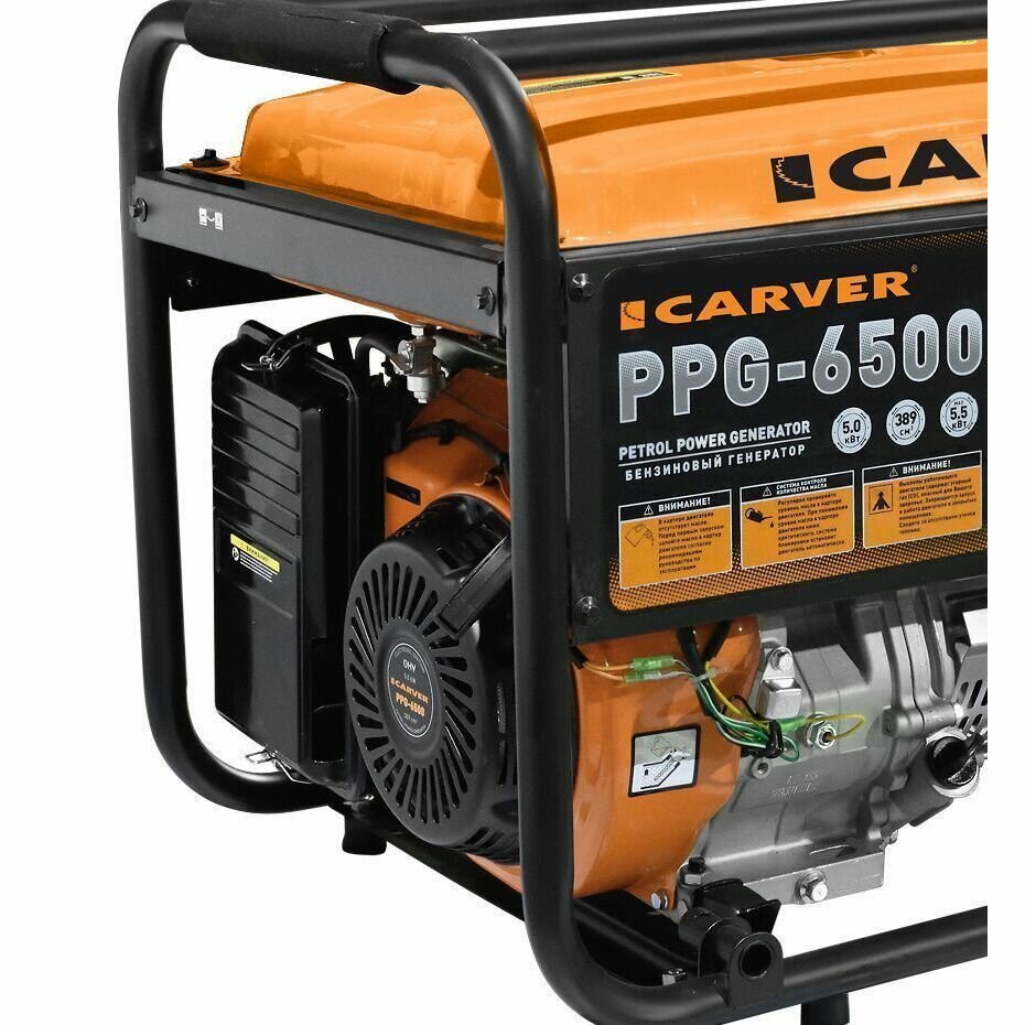 Генератор CARVER PPG- 6500 бензин (LT-188F, 5,0/5,5кВт, 220В, бак 25л, обмотка медь)(6шт/пал)