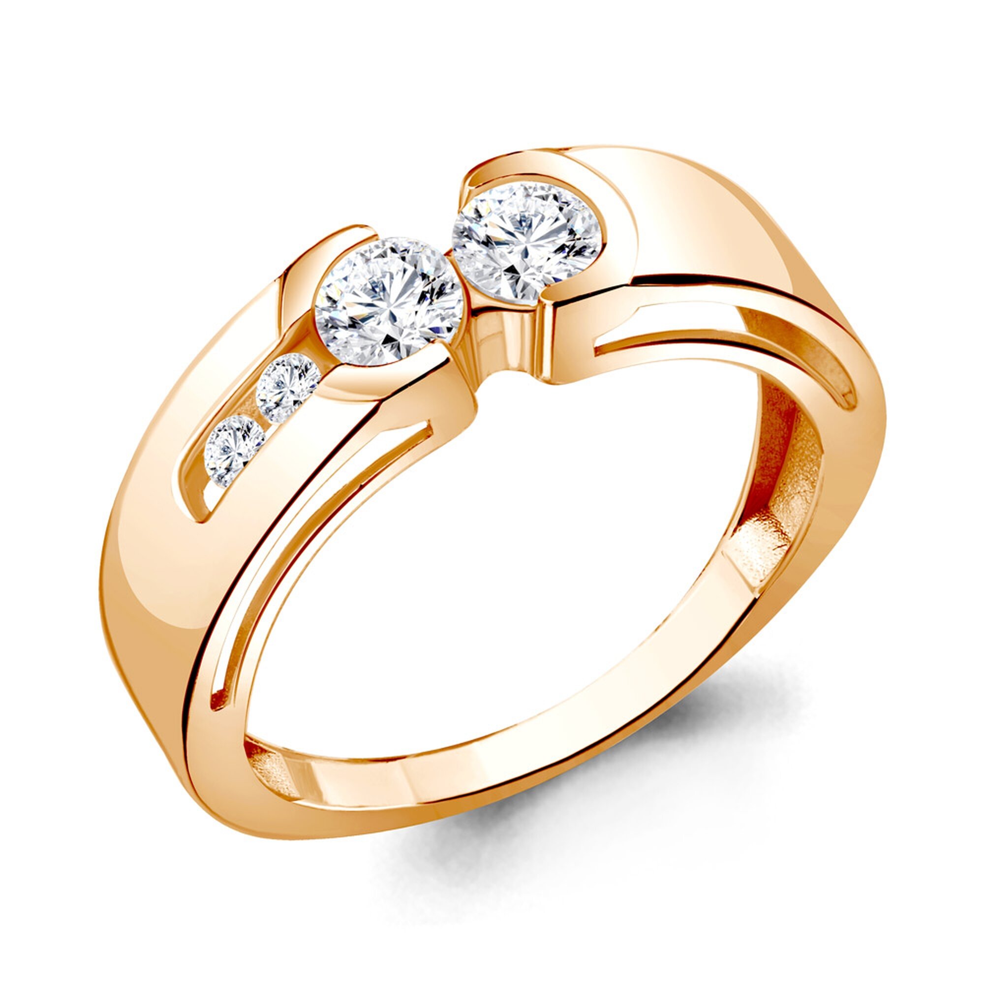 Кольцо дорожка, серебро, 925 проба, золочение, кристаллы Swarovski